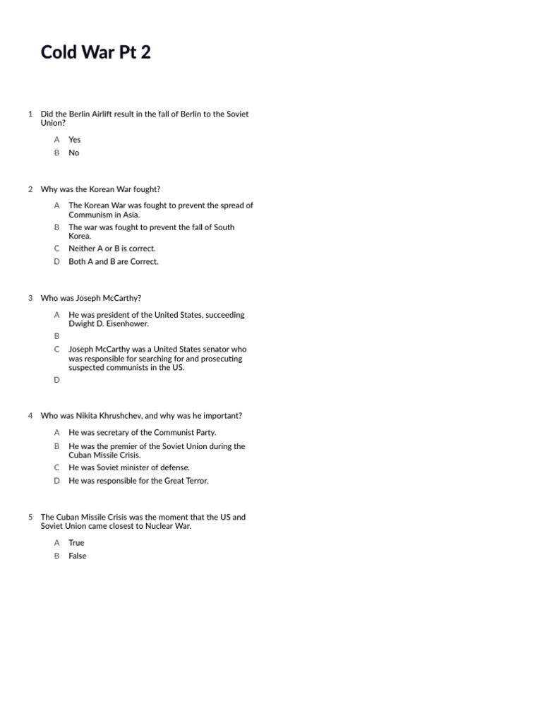 Cold War PT 2 | PDF