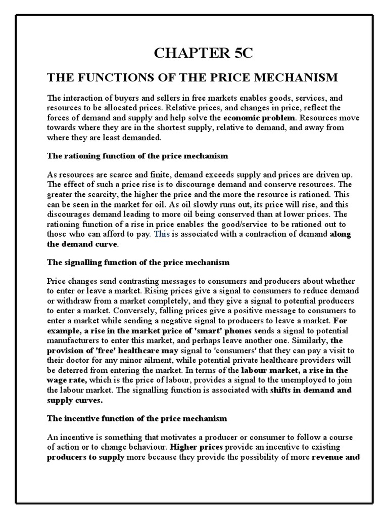 Chapter 5C: The Functions of The Price Mechanism | PDF | Economic Equilibrium | Demand