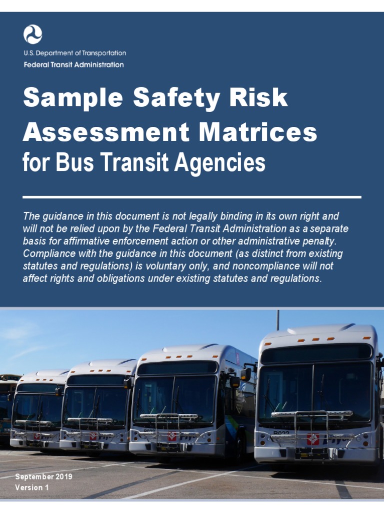 Sample Safety Risk Assessment Matrices Bus Transit Agencies | PDF ...