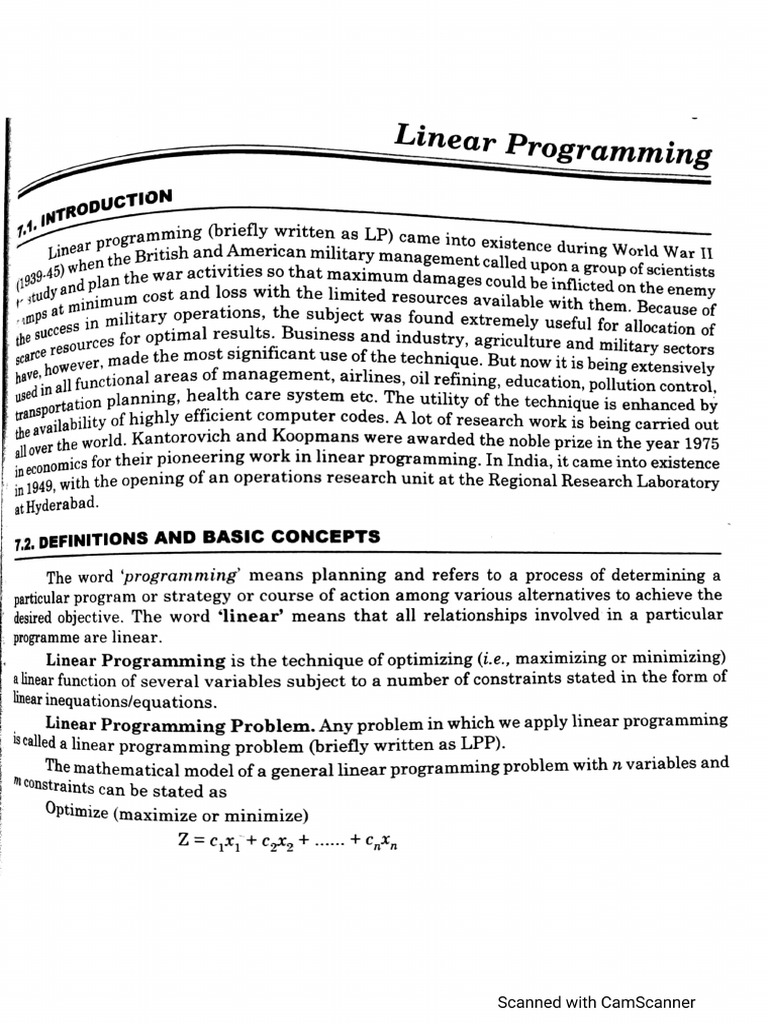 Basic Concepts of LPP | PDF