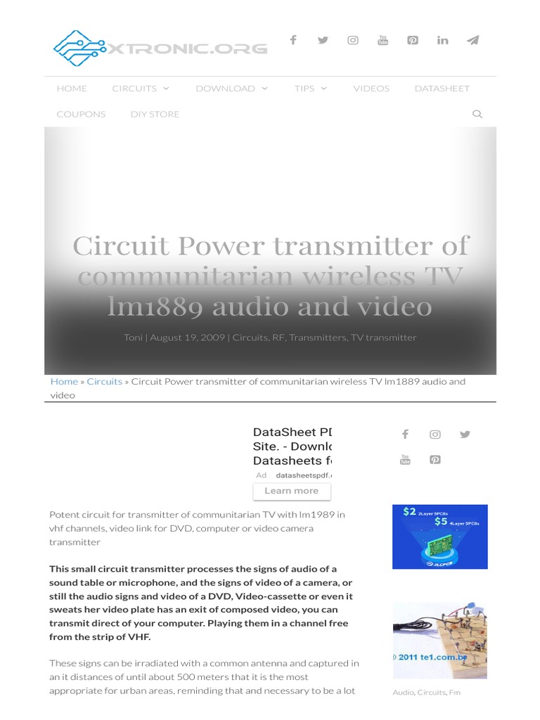 Lm1889 Power TV Transmitter Videolink Audio Video | PDF
