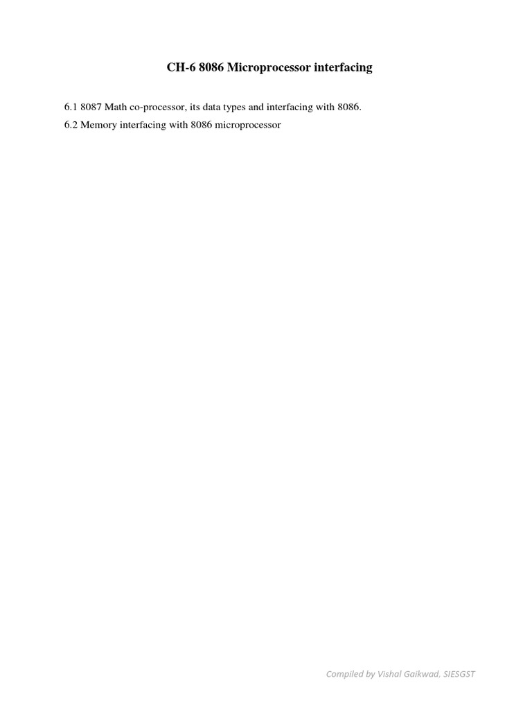 CH-6 8086 Microprocessor Interfacing | PDF | Input/Output | Central Processing Unit