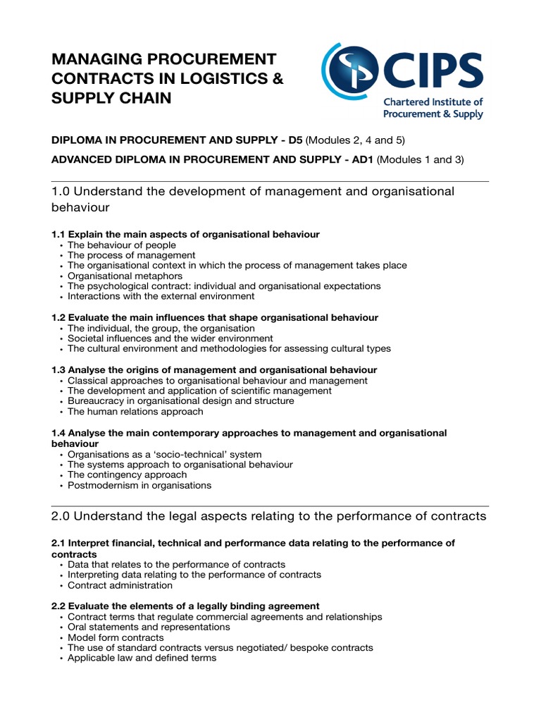 MPC - CIPS Syllabus | PDF | Motivation | Motivational