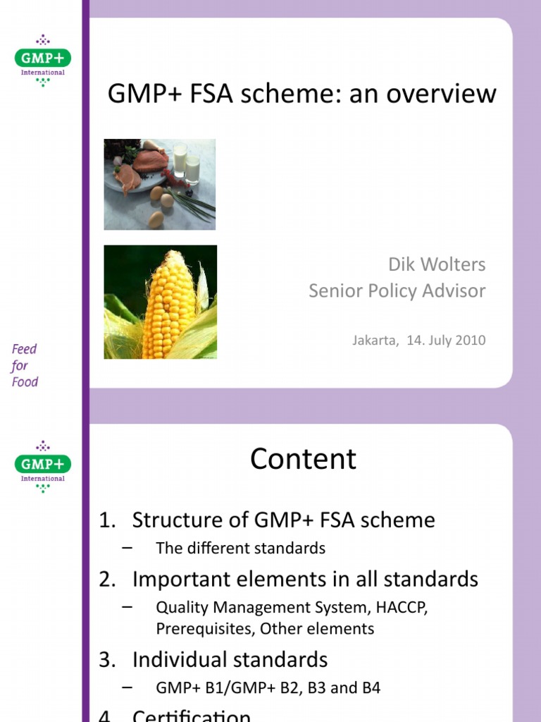 2010-07-14 Jakarta GMP+ An Overview Dik | PDF | Hazard Analysis And ...