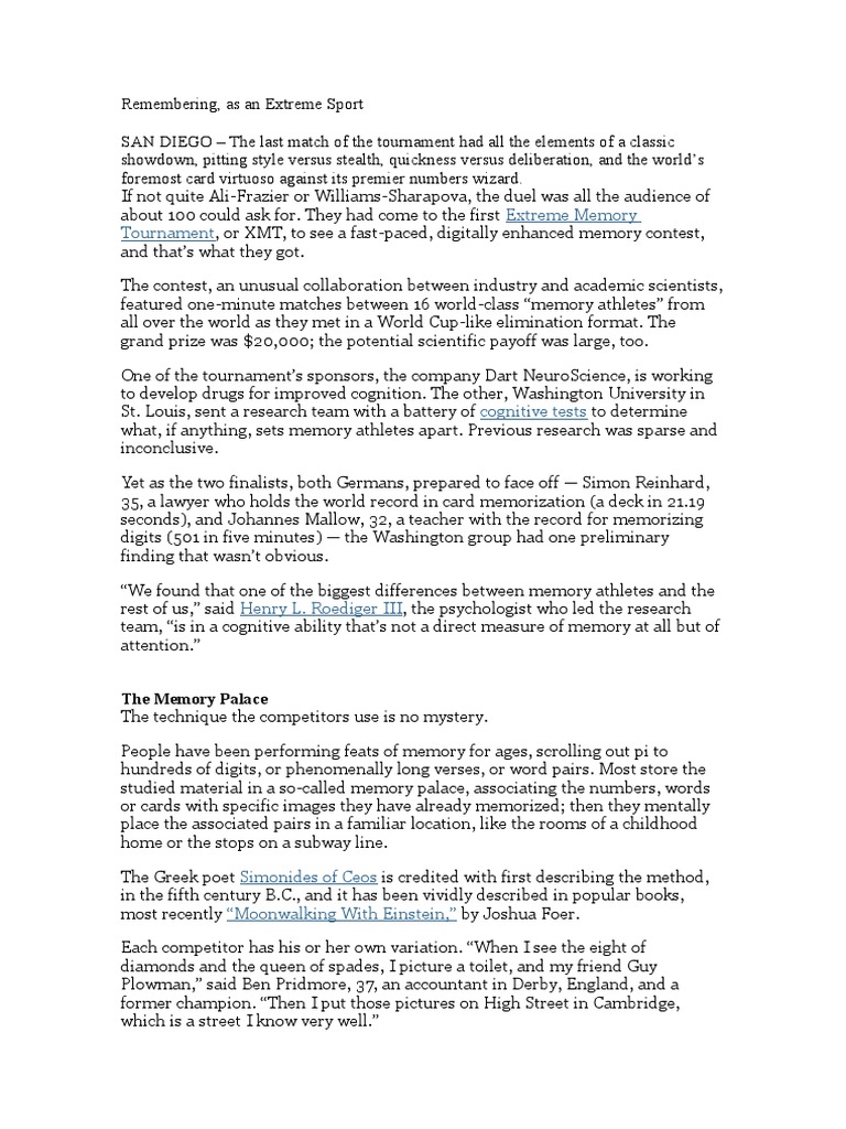 Remembering, As An Extreme Sport | PDF