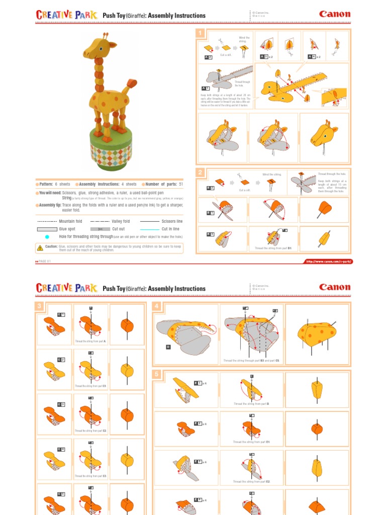 Push Toy: Assembly Instructions: (Giraffe) | PDF | Adhesive | Nature