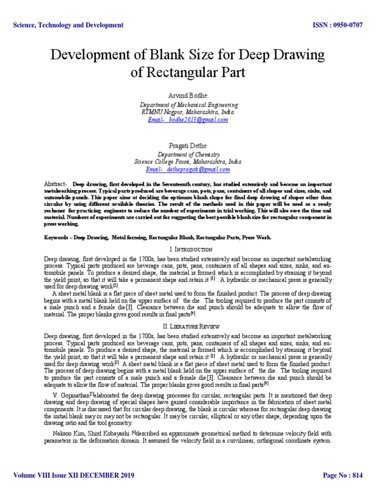 Calculation of Drawing Die Size | PDF | Finite Element Method | Sheet Metal