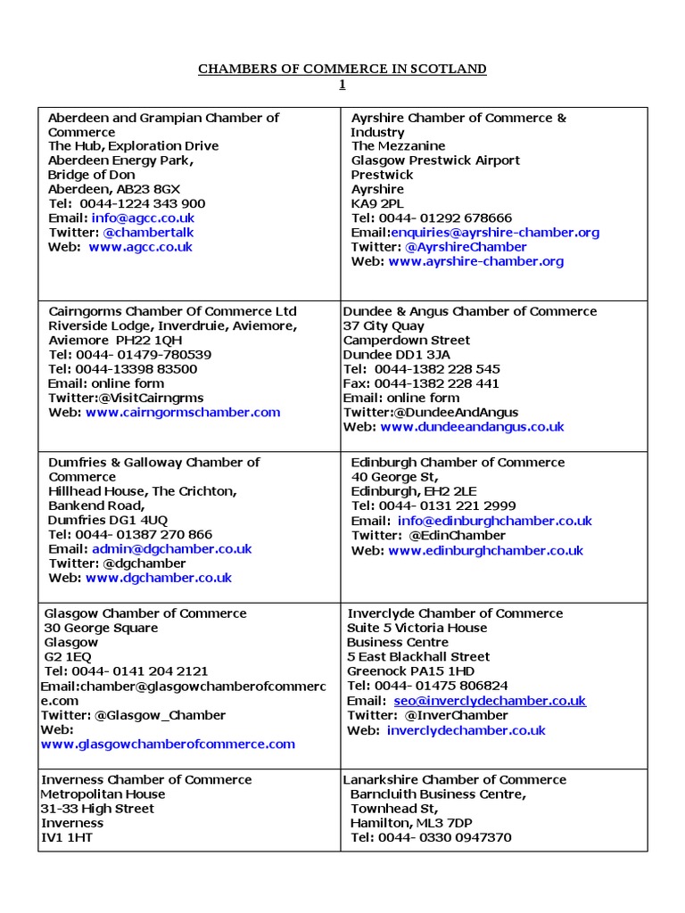 Chambers of Commerce in Scotland | PDF | Glasgow | Scotland