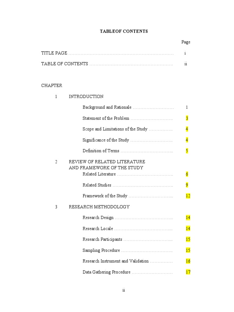 PR1 - TABLE OF CONTENTS Template | PDF
