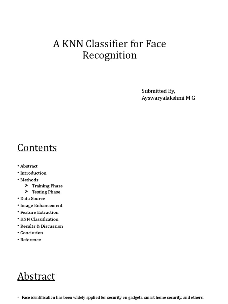 Face Identification Based On K-Nearest Neighbor | PDF | Statistical Classification ...