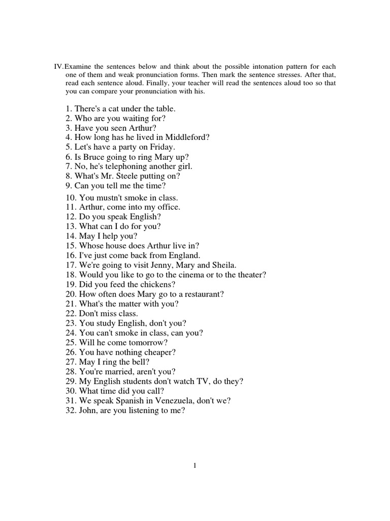 Exercises - Intonation | PDF