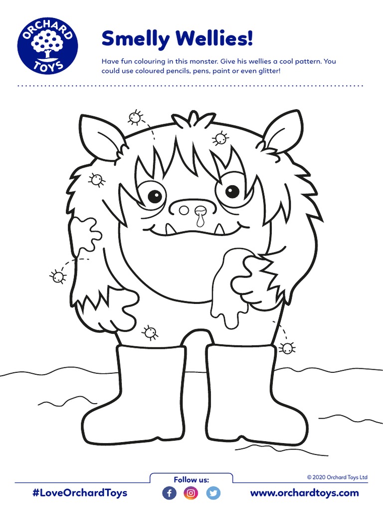 Smelly Wellies Monster Colouring Sheet | PDF