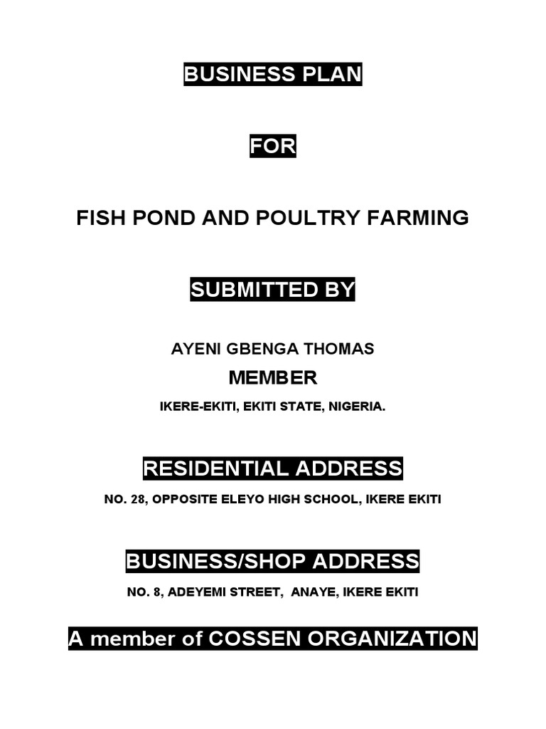 Business Plan: Fish Pond and Poultry Farming | PDF | Fish | Stocks