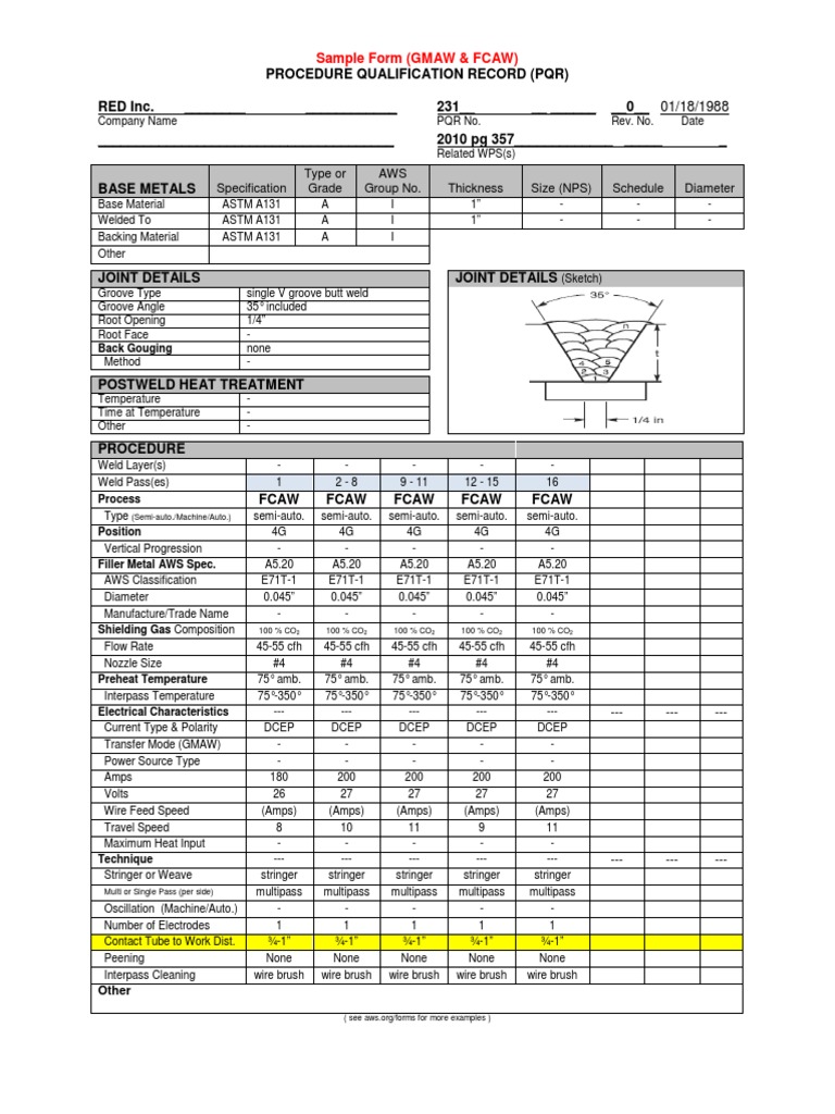 4G Fcaw WPS | PDF | Welding | Construction