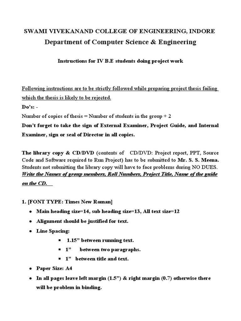 Report Format BE SVCE Indore | PDF | Thesis | Use Case