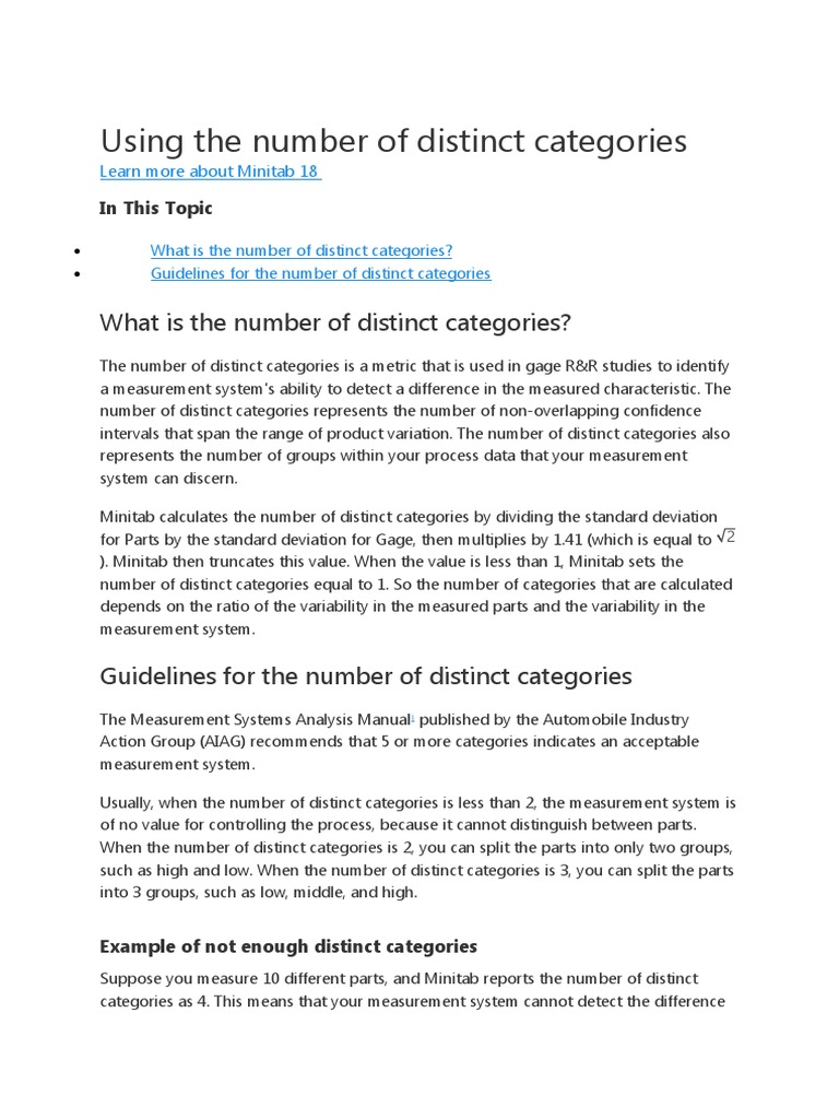 Using The Number of Distinct Categories | Download Free PDF | Metrology ...