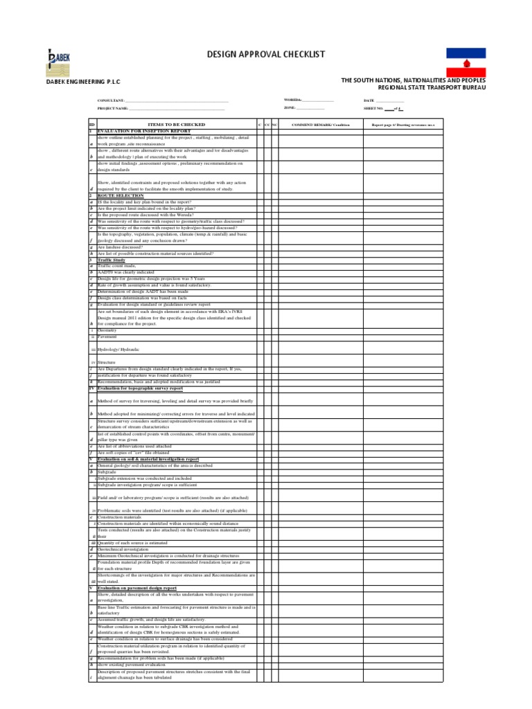 Design Approval Checklist Overview | PDF | Geotechnical Engineering ...