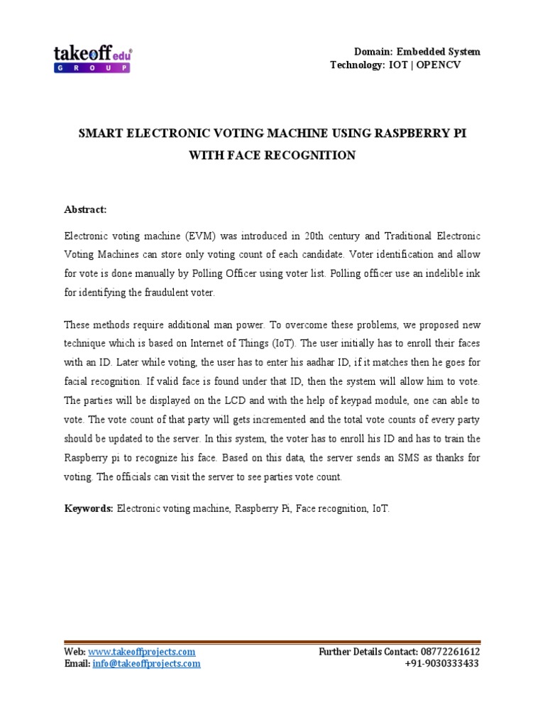 Smart Electronic Voting Machine Using Raspberry Pi With Face Recognition | PDF | Electronic ...