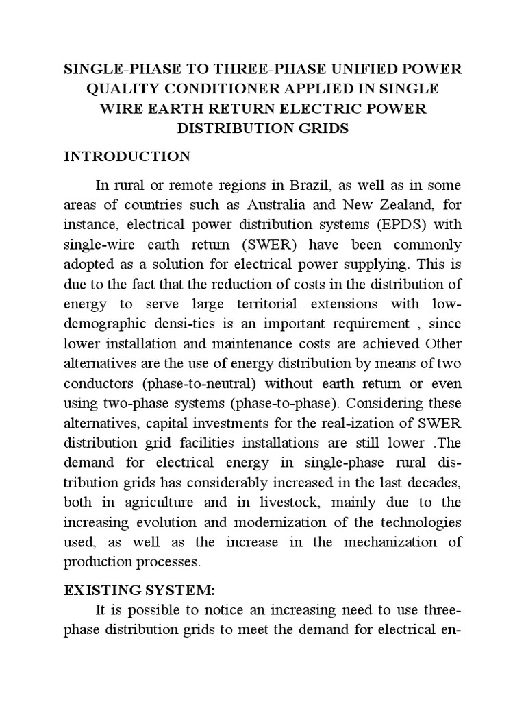 Single-Phase To Three-Phase Unified Power Quality Conditioner Applied ...