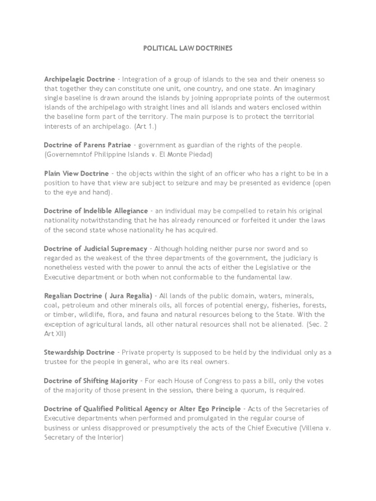 Political Law Doctrines | PDF | Public Law | Constitutional Law
