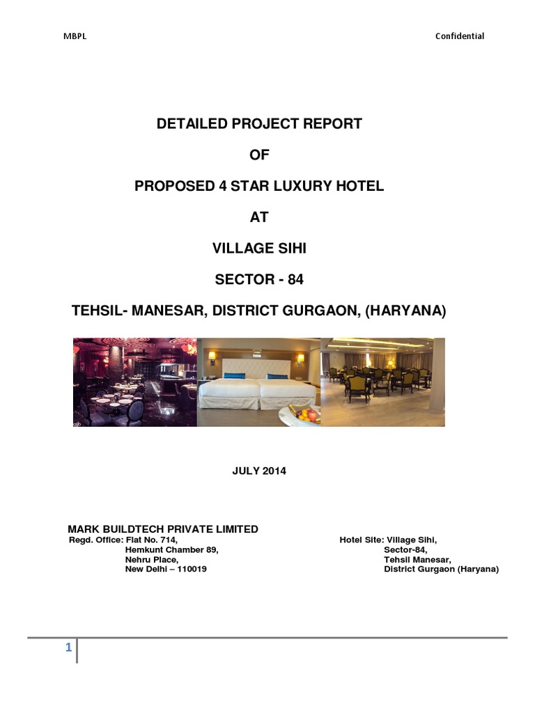 Detailed Project Report OF Proposed 4 Star Luxury Hotel AT Village Sihi ...