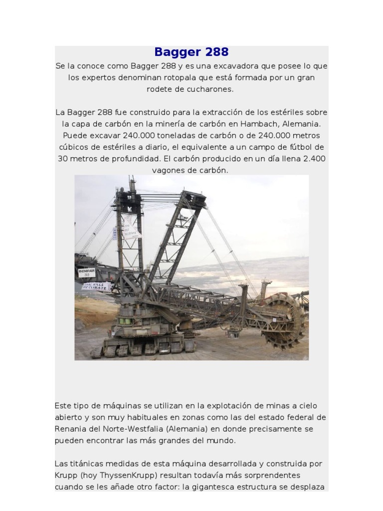 Bagger 288: La Excavadora Más Grande del Mundo | PDF | Naturaleza