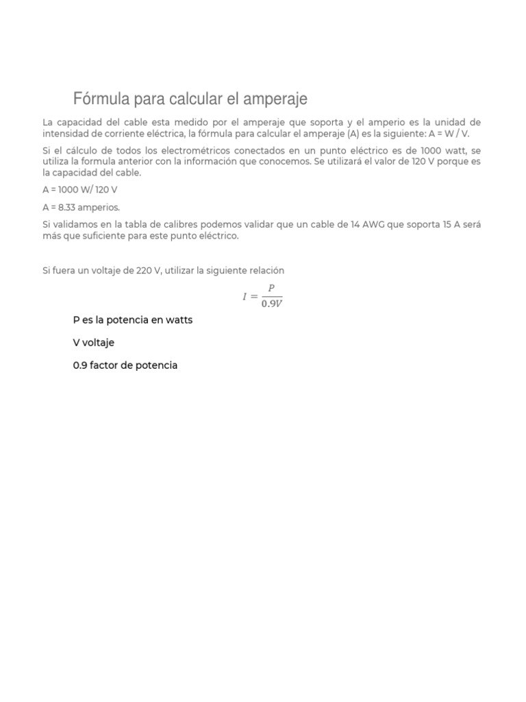 Cómo Calcular el Amperaje Correctamente | PDF