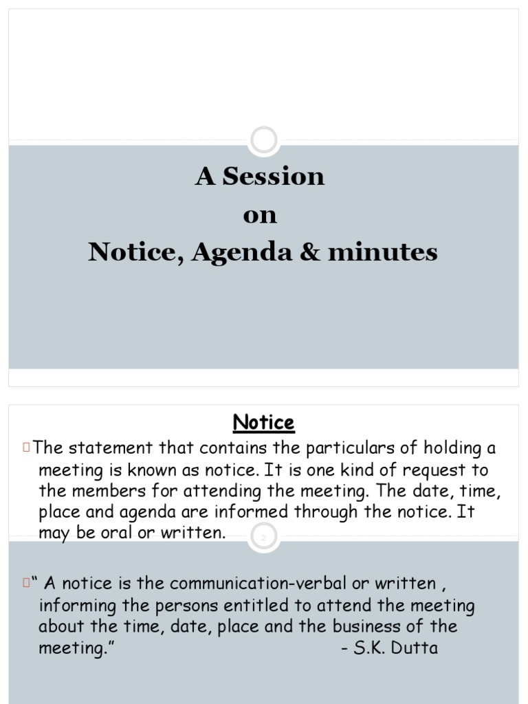 Notice, Agenda, and Minutes Explained | PDF | Agenda (Meeting) | Government