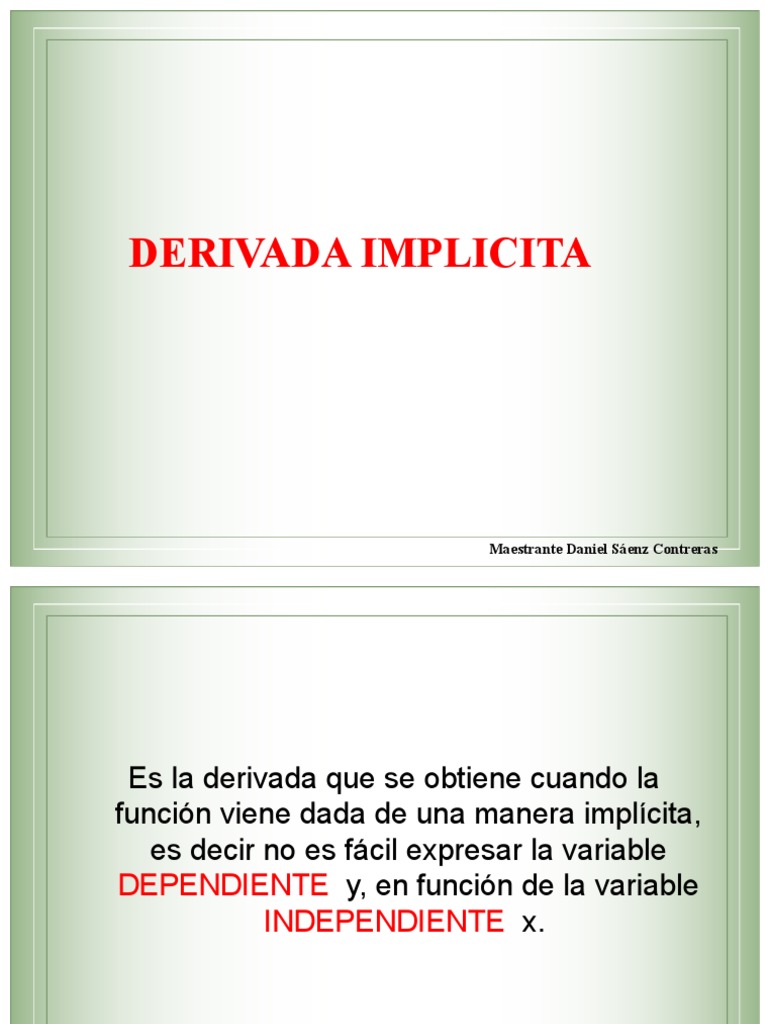 Derivada Implicita | PDF | Variable (Matemáticas) | Derivado