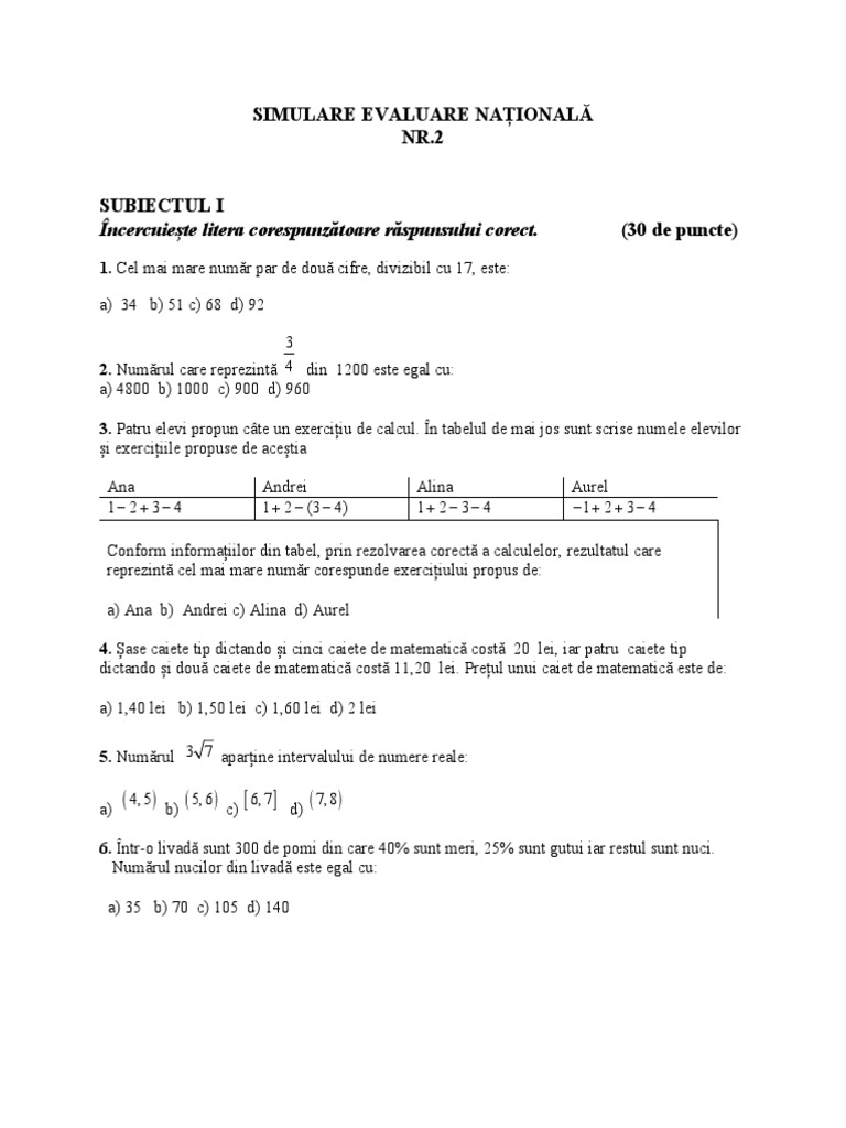 Simulare 8 | PDF