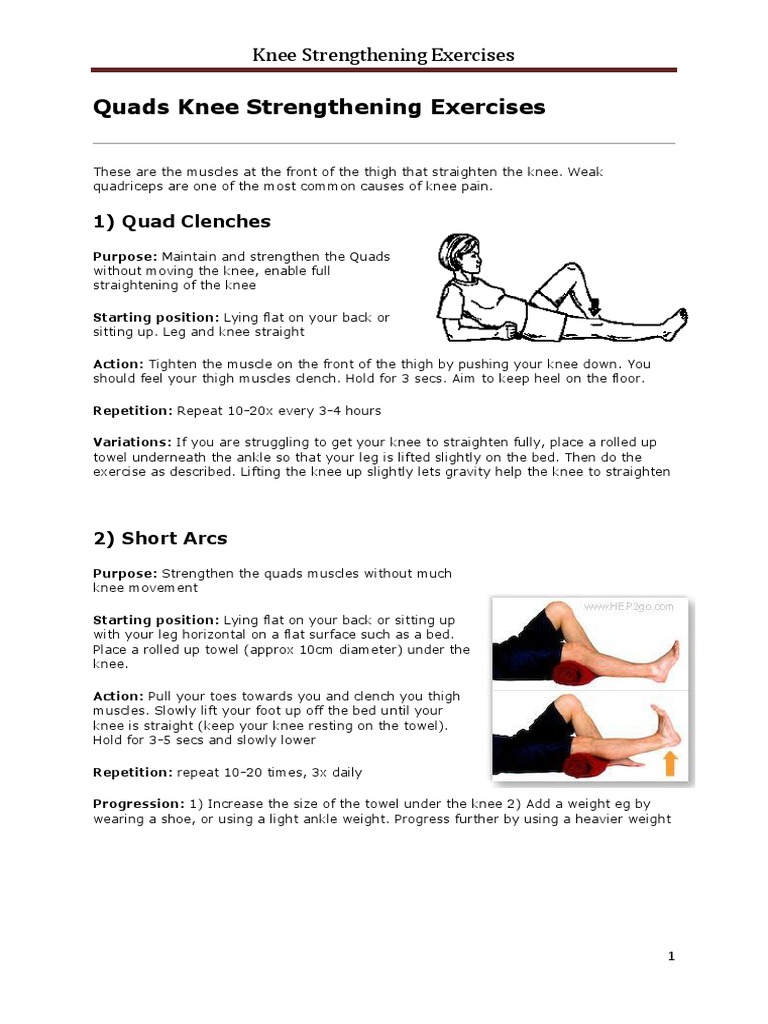 Quads Knee Strengthening Exercises Pdf Foot Knee