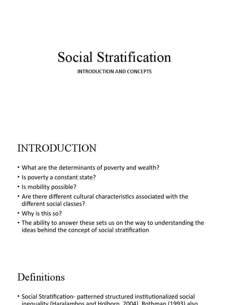 Social Stratification - Introduction and Concepts | PDF | Gender ...