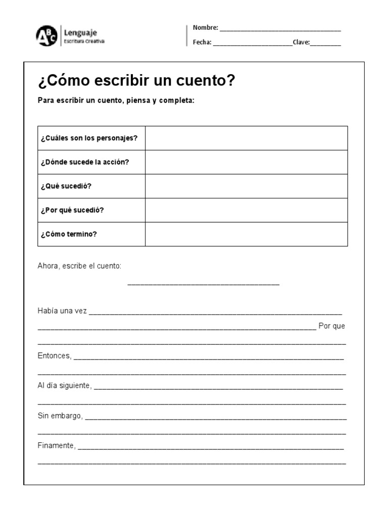 Abc Lenguaje Escritura Creativa Como Escribir Un Cuento | PDF