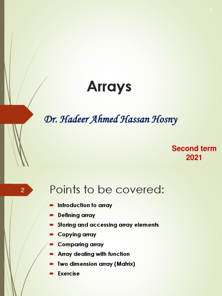 Lec4 (Arrays) | PDF | Array Data Type | Array Data Structure