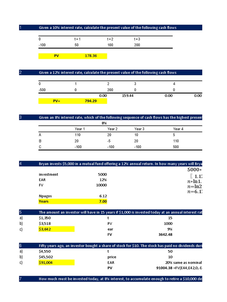 Question Bank - Topic 2 - Time Value of Money (Template) | PDF ...