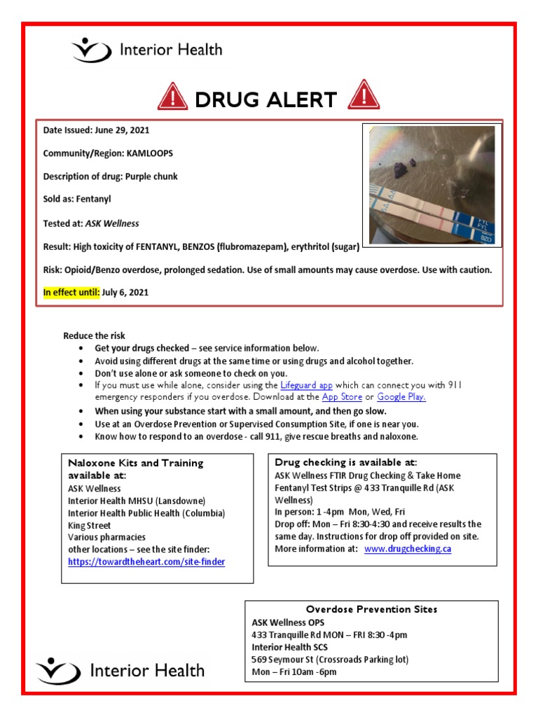 Drug Alert Poster Kamloops June 29 2021 | PDF | Wellness