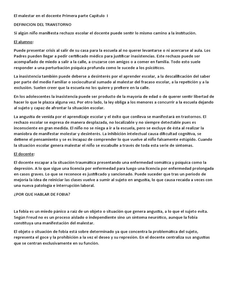 Malestar Docente y Rechazo Escolar | PDF | Jacques Lacan | Amor