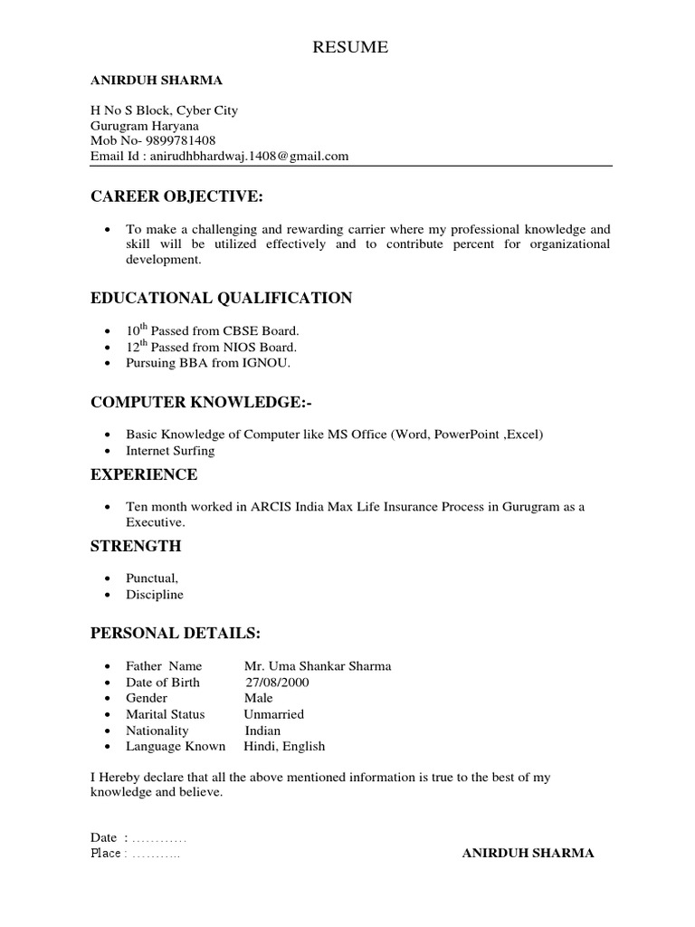 Anirudh Sharma's Professional Resume | PDF