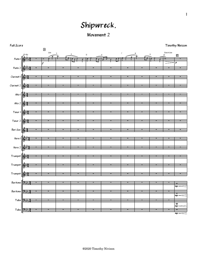 Shipwreck Full Score by Timothy Nivison | PDF | Saxophone | Aerophones