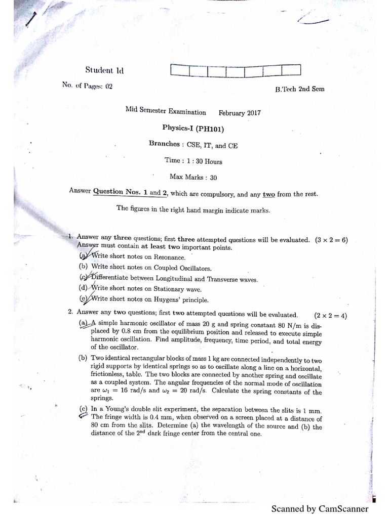 1st Sem Midsem Question Papers-1 | PDF