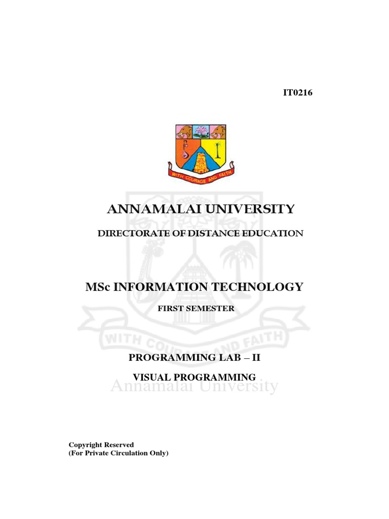 Visual Programming Lab Manual | PDF | Button (Computing) | System Software