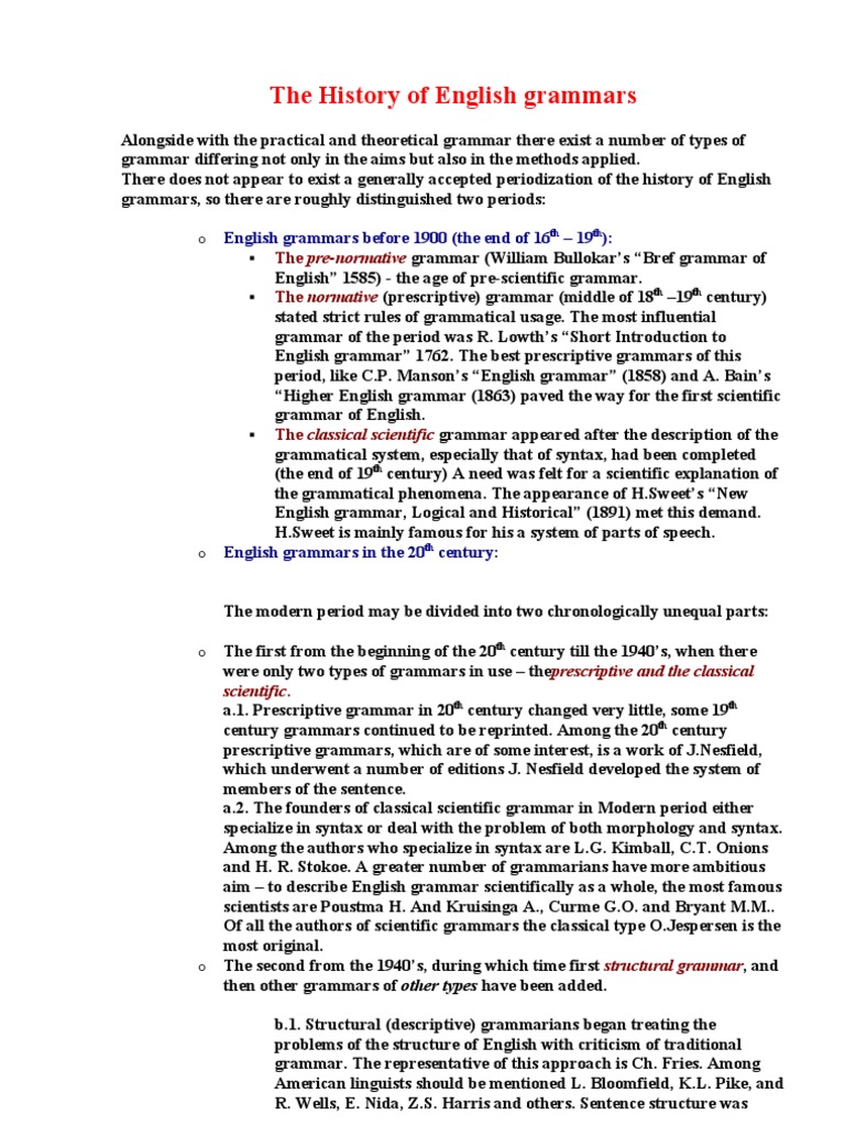 Evolution of English Grammar Systems | PDF | Word | Phrase