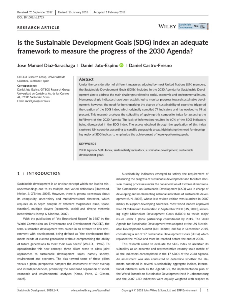 Is The Sustainable Development Goals (SDG) Index An Adequate Framework ...