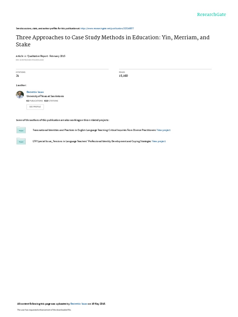 Three Approaches To Case Study Methods in Education: Yin, Merriam, and ...