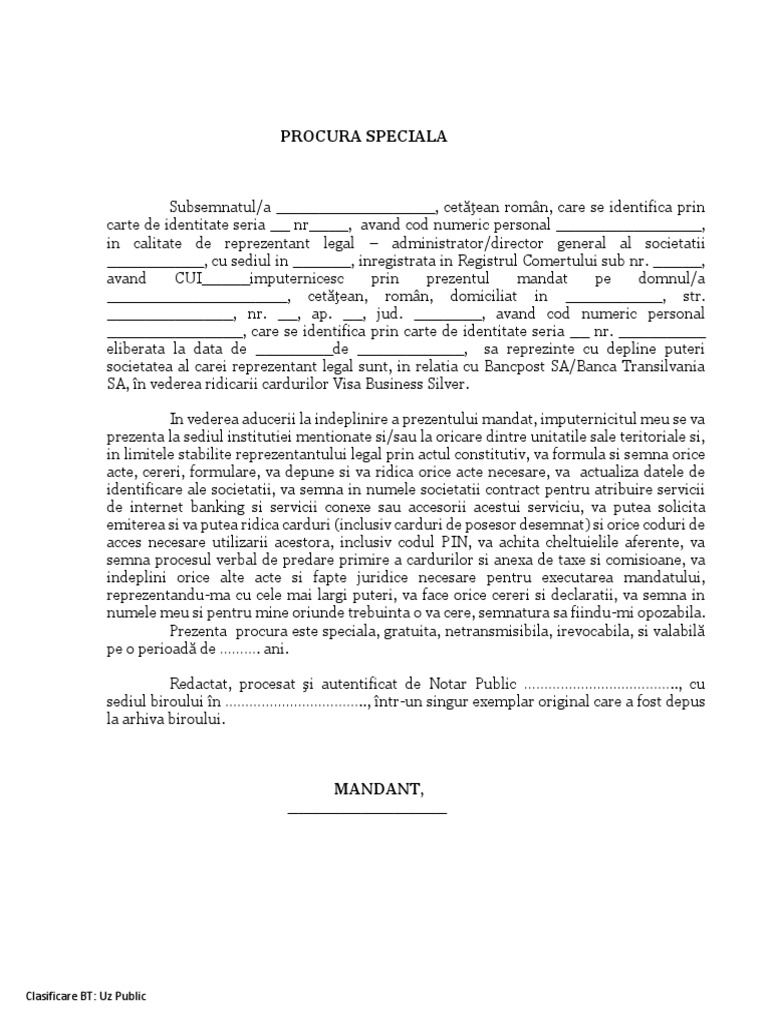 BP Draft Procura PJ Ridicare Card VBS | PDF