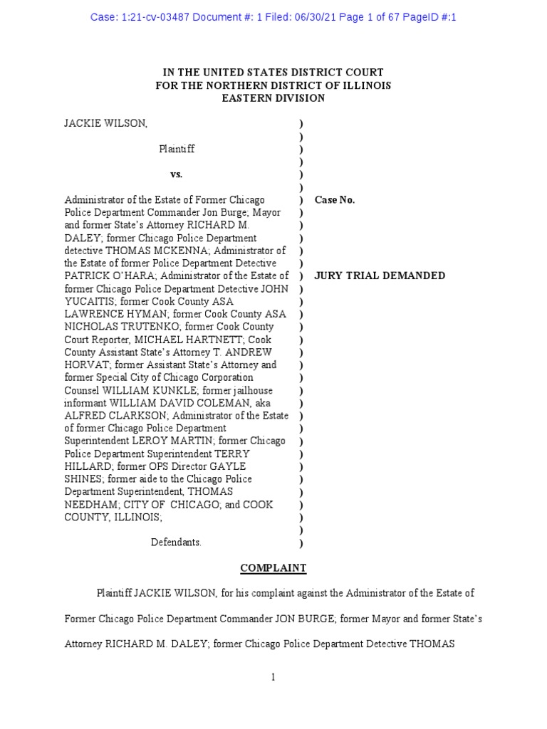 Jackie Wilson v. Estate of Jon Burge Chicago Et Al | Download Free PDF ...