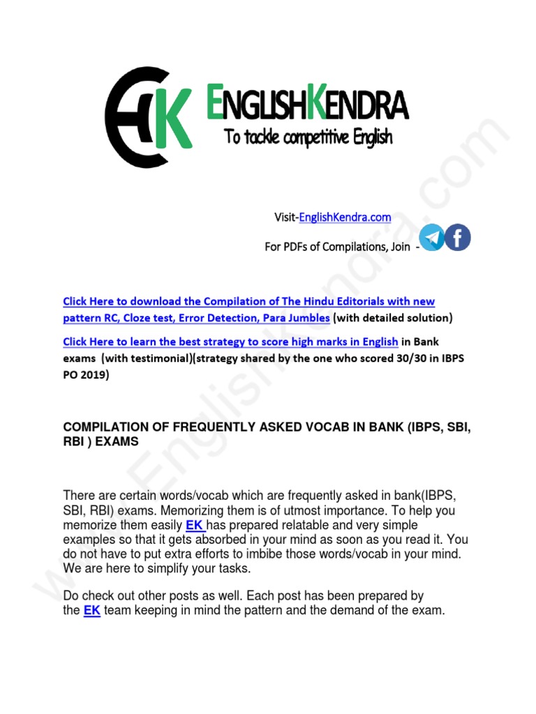 Previous Year Vocab Bank | PDF
