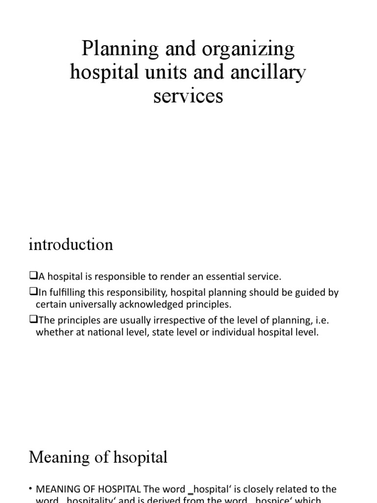 Hospital Unit & Ancillary Service | PDF | Hospital | Ownership