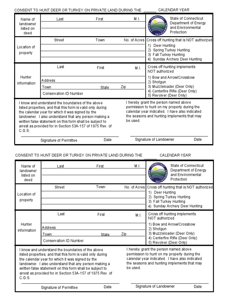 Consent To Hunt Deer | PDF | Deer Hunting | Hunting