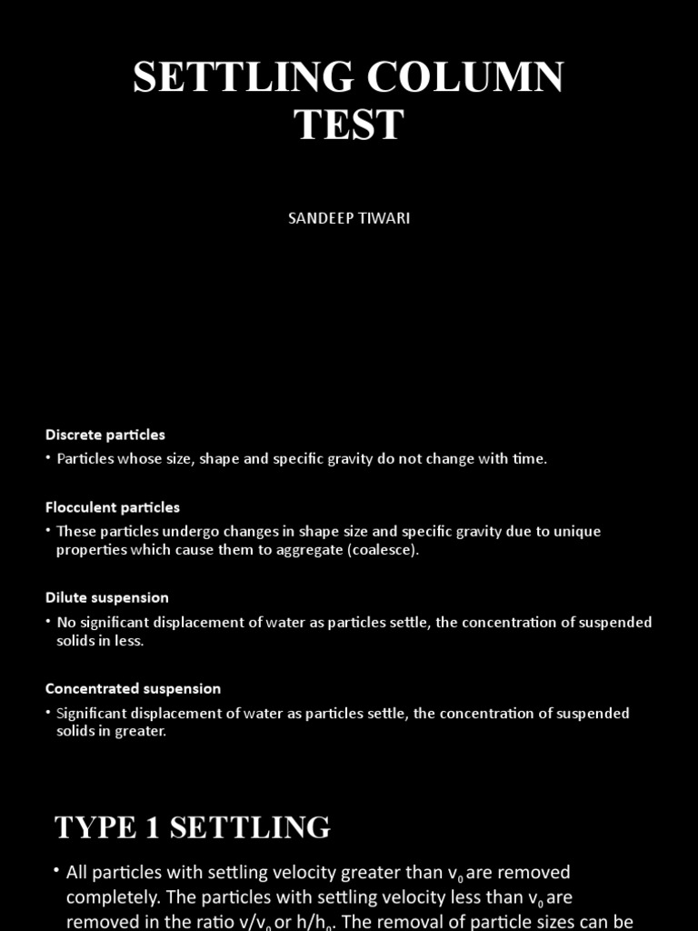 Settling Column Test Methodology | PDF | Suspension (Chemistry) | Particle